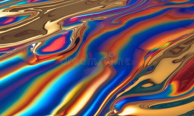 Vibrant Oil Slick Texture with Reflective Rainbow Colors Stock ...