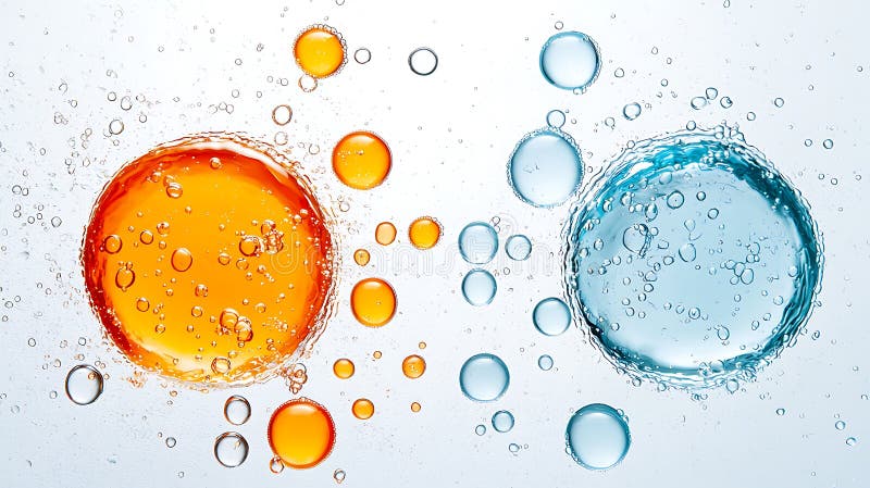 Vibrant Oil and Water Mix with Bubbles and Textures Stock Illustration ...