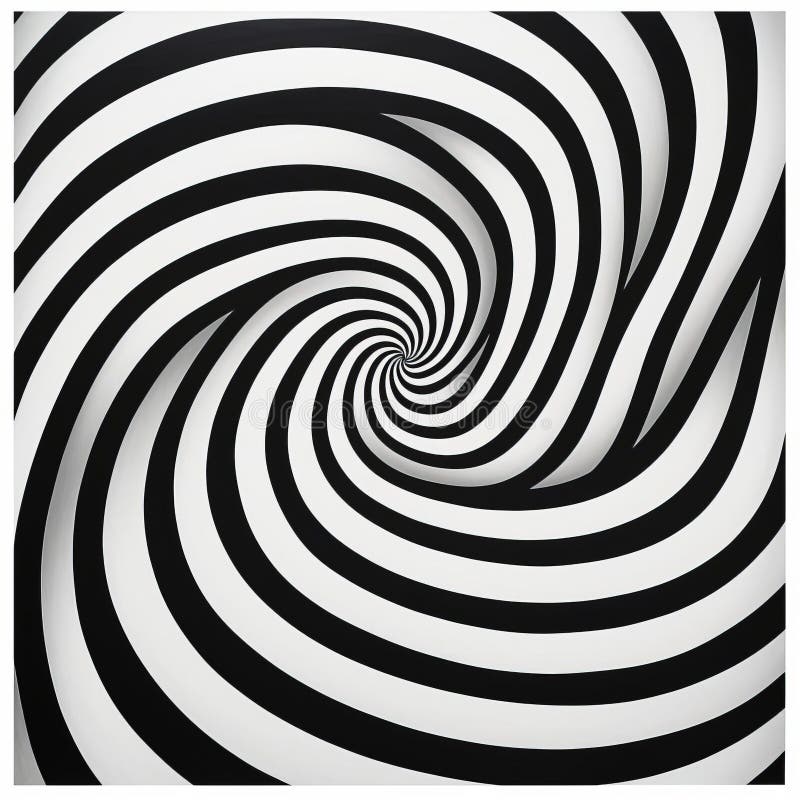 Vibrant Op Art Composition with Black and White Spiral Stock ...