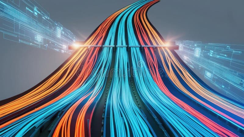 Vibrant Optical Fiber Pathways Create Digital Highway, Showcasing ...
