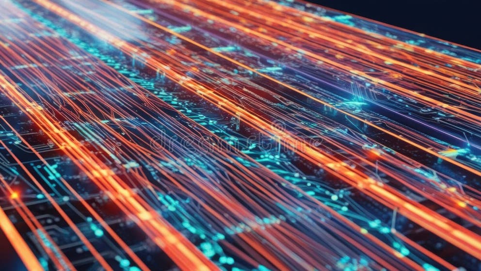 Vibrant Optical Fiber Pathways Create Digital Highway, Showcasing ...