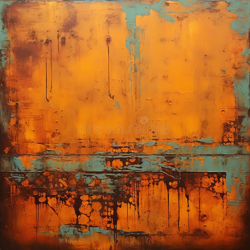 Vibrant Orange Abstract Expressionist Artwork with Rust Background ...