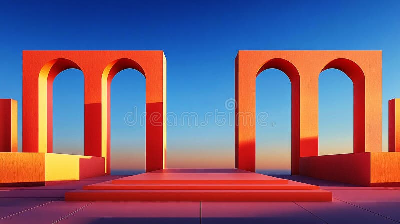 Vibrant Orange Arches Creating a Stunning Architectural Landscape Stock ...