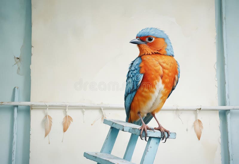 An Vibrant Orange Bird with Intricately Textured Feathers Stock ...