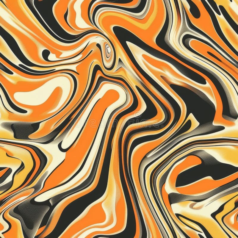 Vibrant Orange and Black Abstract Swirl Pattern Stock Illustration ...
