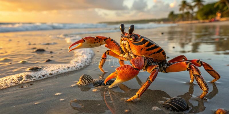 A Vibrant Orange and Black Crab with Striking Patterns on Its Shell ...