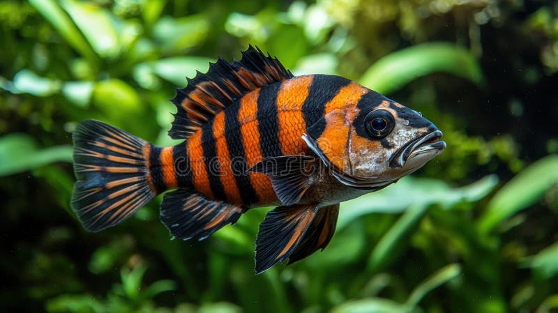 Vibrant Orange and Black Striped Tropical Fish Stock Illustration ...