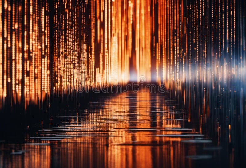 Vibrant Orange and Black Wall Illuminated by Small Lights in the ...