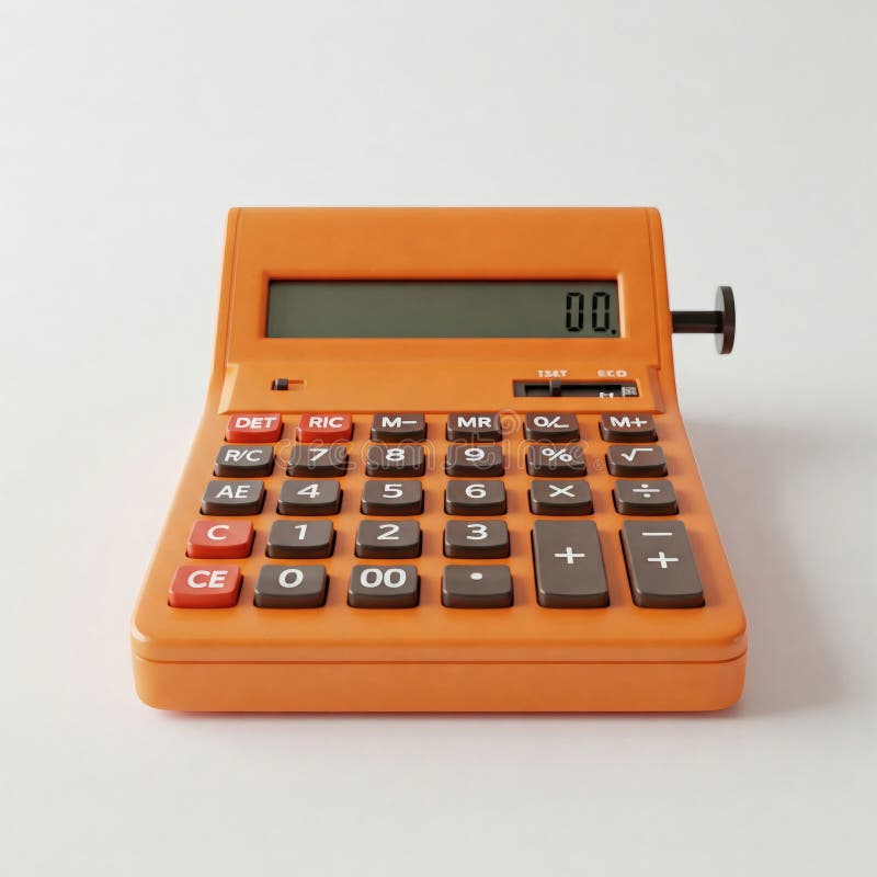 Orange Calculator Isolated on White Background. 3d Illustration. Front ...