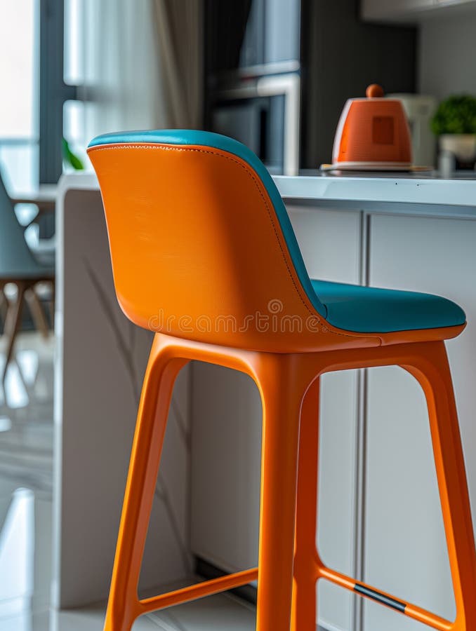 Vibrant Orange Chair Modern Kitchen Setting Stock Photos - Free ...
