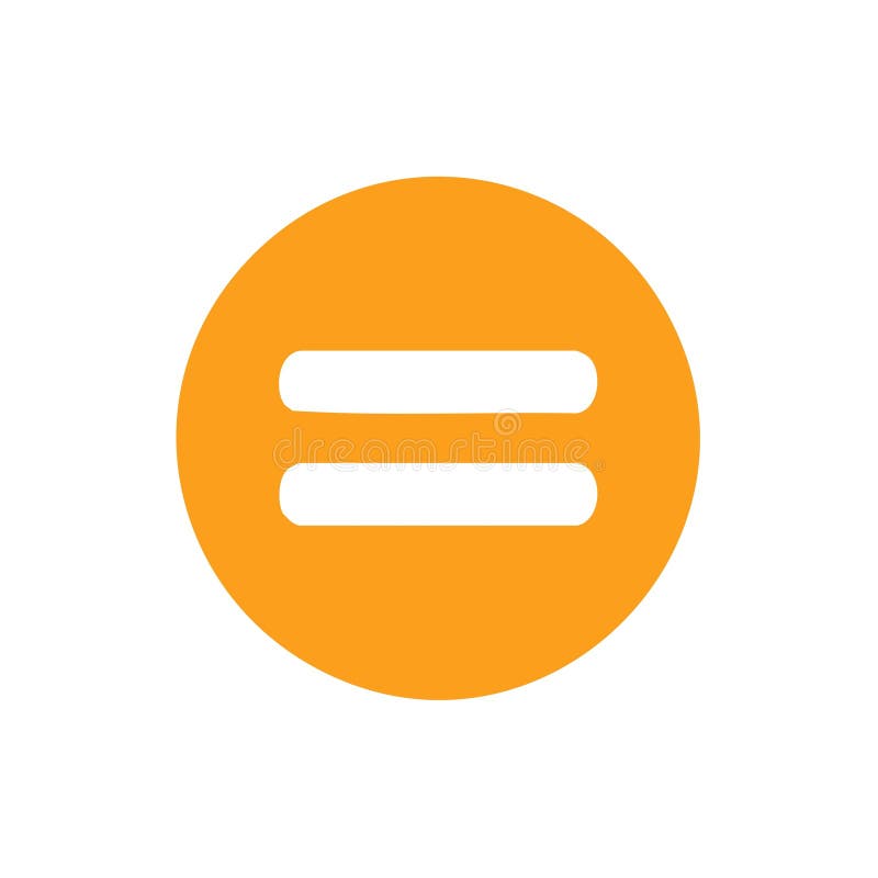Vibrant Orange Circle with White Equals Sign Symbol Modern Vector Icon ...