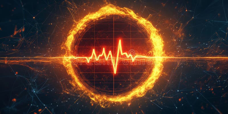 Vibrant Orange Circular Energy Pulse with Dynamic Heartbeat on a ...