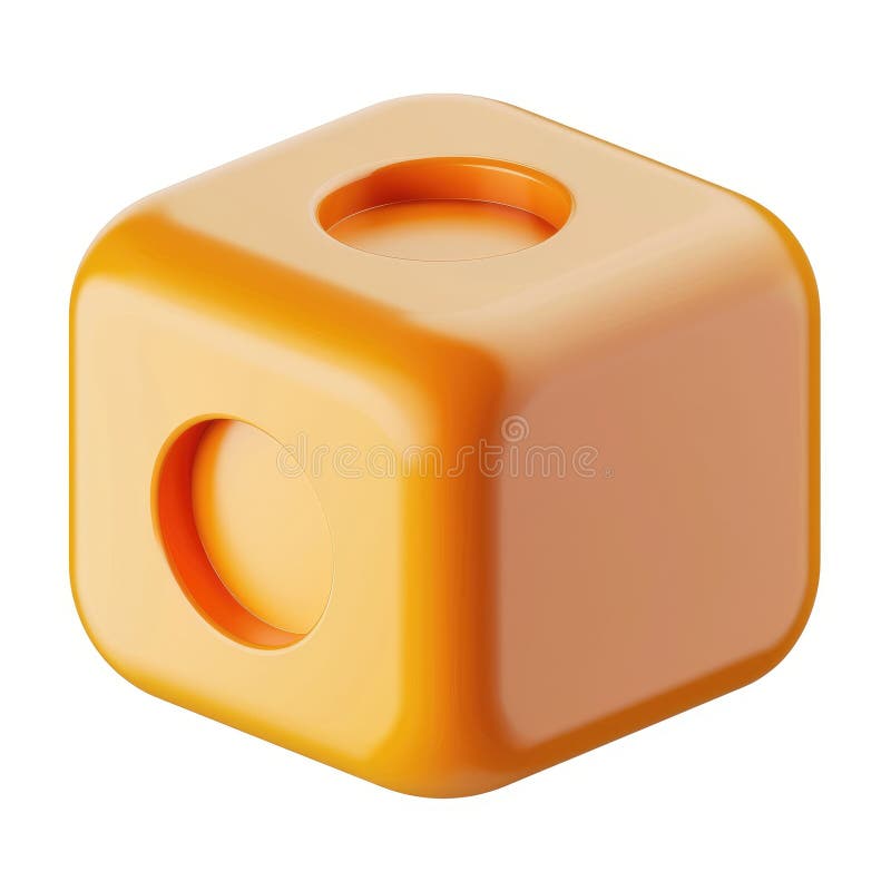 Abstract Orange Cube with Circular Cutouts: 3D Render Stock ...