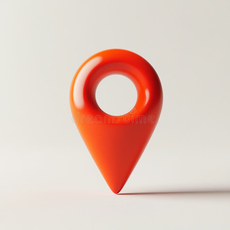 Vibrant Orange 3D Location Pin Marker GPS Navigation Symbol Map Pointer ...