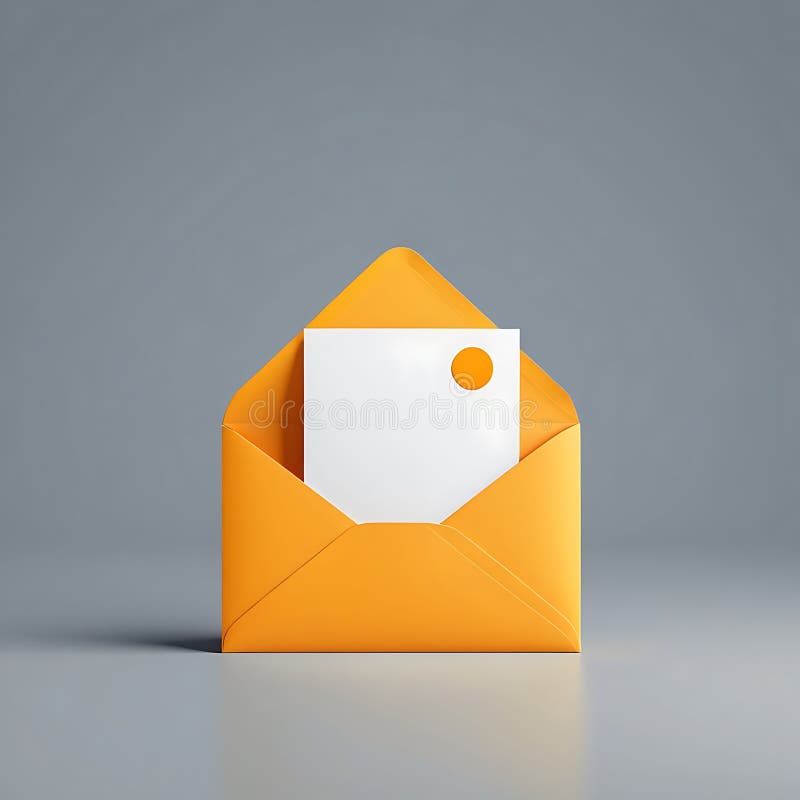 Orange Envelope with Blank Paper, Ready for Design Stock Illustration ...