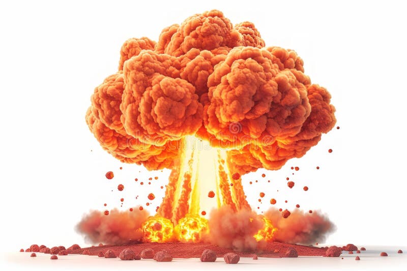 Vibrant Orange Explosion Resembling an Atomic Blast, Expanding and ...