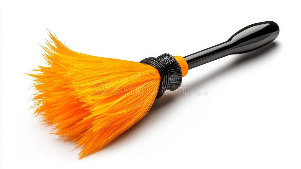 Vibrant Orange Feather Duster on White Background. Generative AI Stock ...