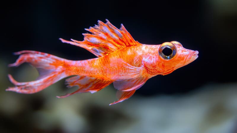 Vibrant Orange Fish with Flowing Fins Stock Illustration - Illustration ...