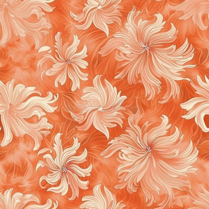 Vibrant Orange Floral Pattern Design for Textile and Wallpaper Stock ...