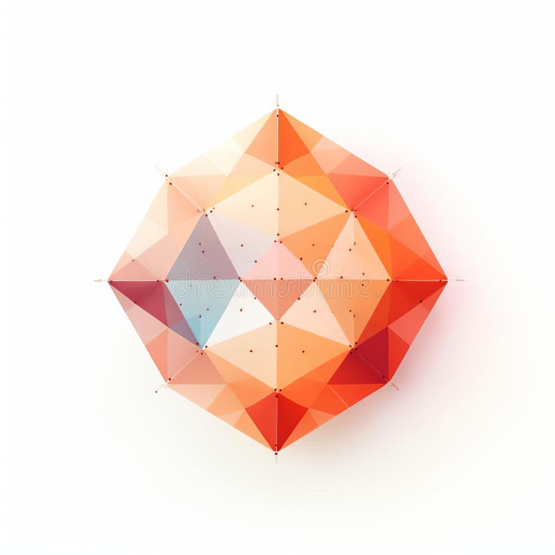 Vibrant Orange Gemstone Polygon on White Isolated Background Stock ...