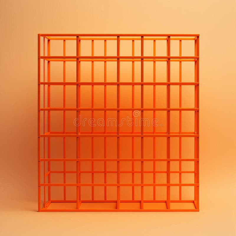 Vibrant Orange Grid Structure with Minimalistic Design Elements Stock ...