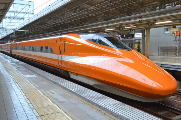 Vibrant Orange High-Speed Train Stock Illustration - Illustration of ...