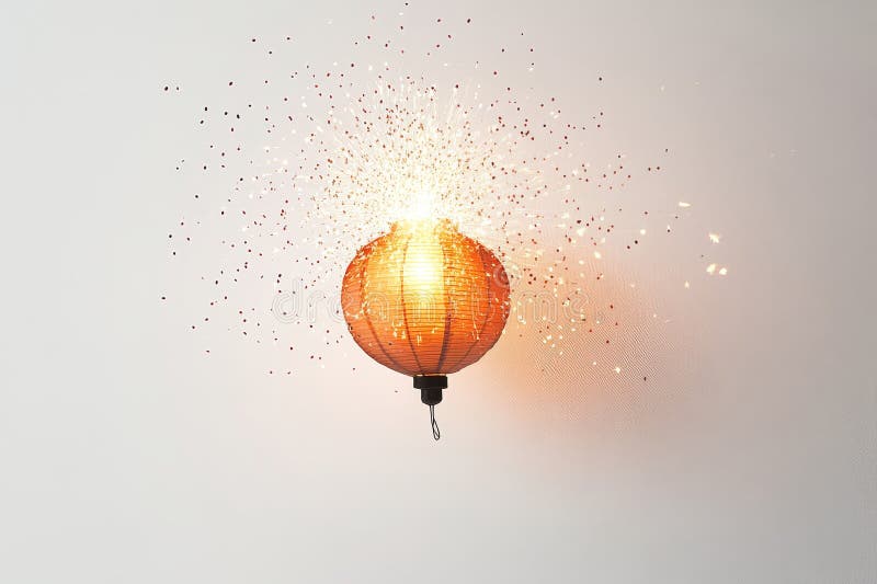 Vibrant Orange Lantern Exploding with Sparkling Lights Against a ...