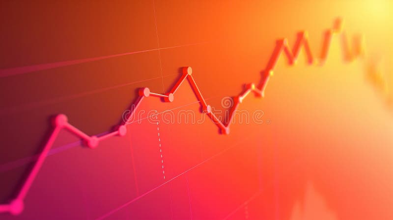 Vibrant Orange Line Chart with Nodes 3d Rendering Image, Ai Generated ...