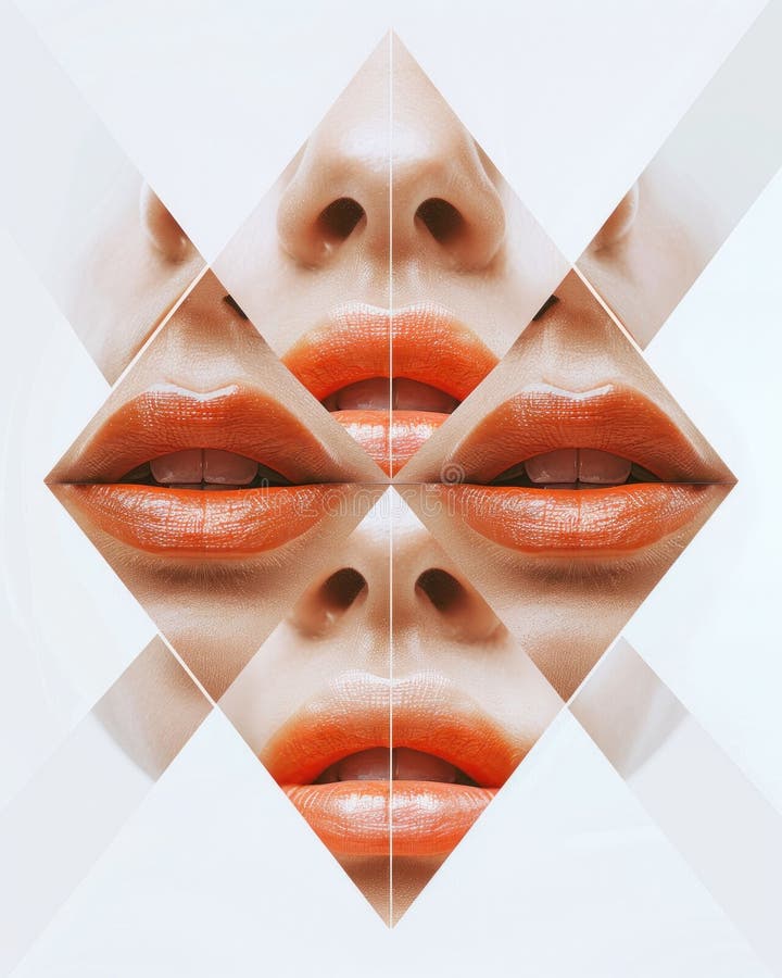 Abstract Close Up of Lips with Vibrant Orange Lipstick, Featuring a ...
