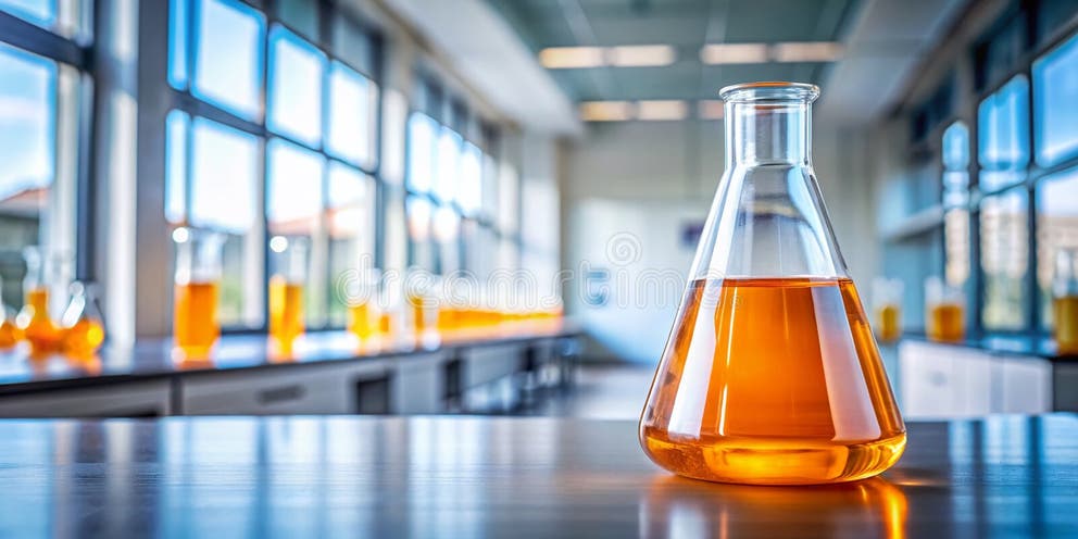 Vibrant Orange Liquid in a Conical Flask a Captivating Science Lab ...