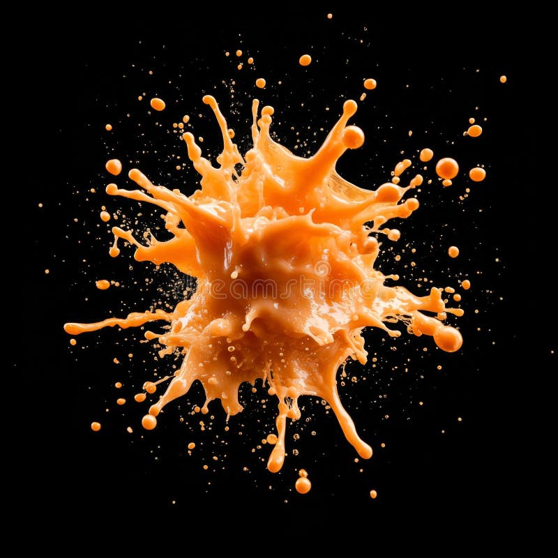 Vibrant Orange Liquid Splash on Black Background Stock Image - Image of ...
