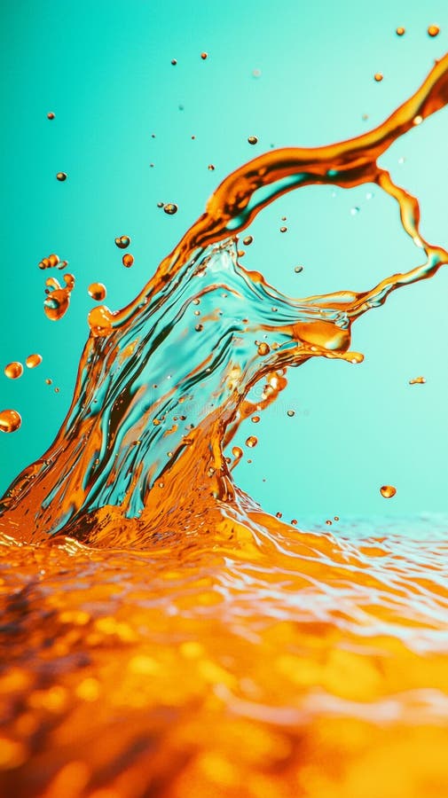 Vibrant Orange Liquid Splashing Dramatically Against a Turquoise ...