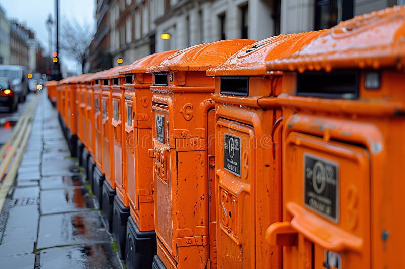 Vibrant Orange Mailboxes in a Residential Building a Creative ...