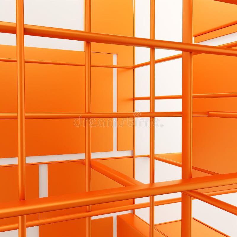 Vibrant Orange Metal Grid Structure Exudes Modern Minimalism Stock ...