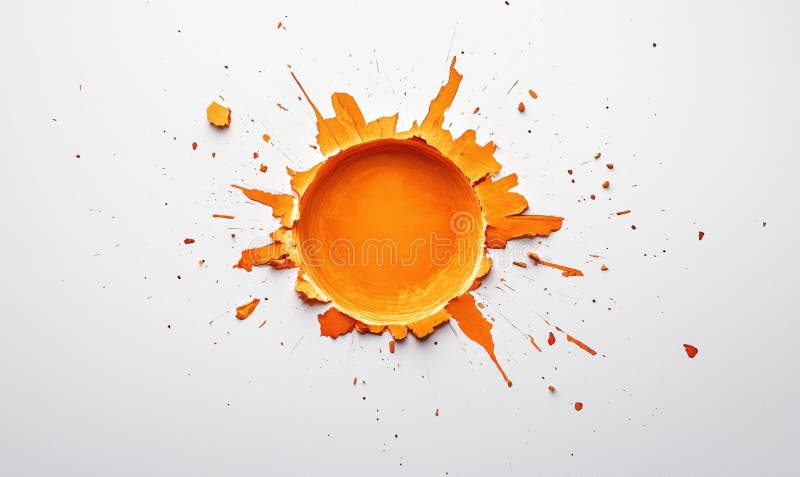 Vibrant Orange Paint Splash with Circular Center and Dynamic Splatter ...