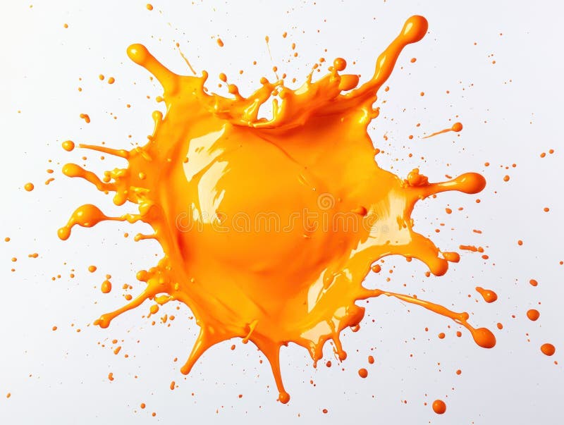Vibrant Orange Paint Splash Exploding on White Background for Dynamic ...