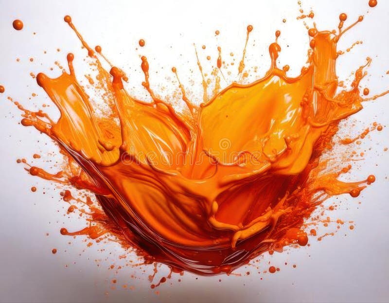 Vibrant Orange Paint Splash on White Background Stock Illustration ...