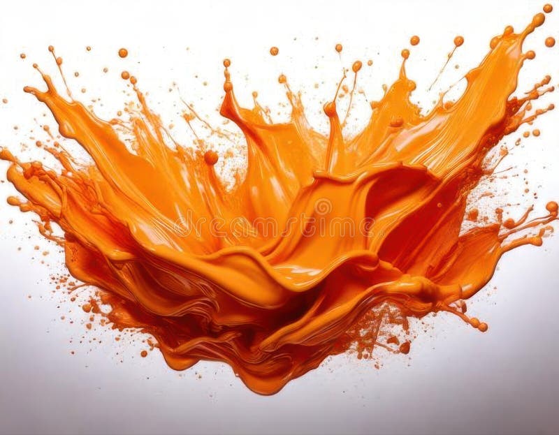 Vibrant Orange Paint Splash on White Background Stock Illustration ...