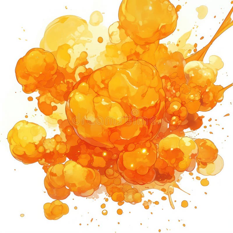 Vibrant Orange Paint Splatter Art with Abstract Bubbles, Perfect for ...