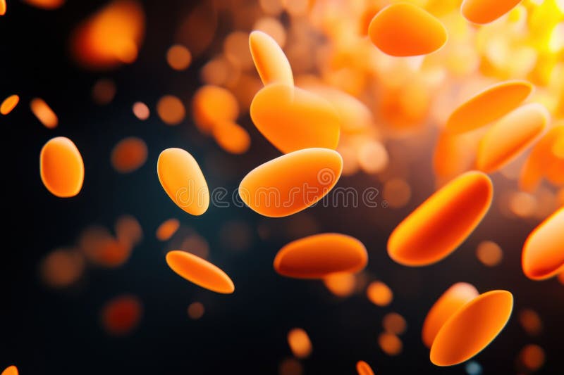 Vibrant Orange Particles Floating Against a Dark Background Creating an ...