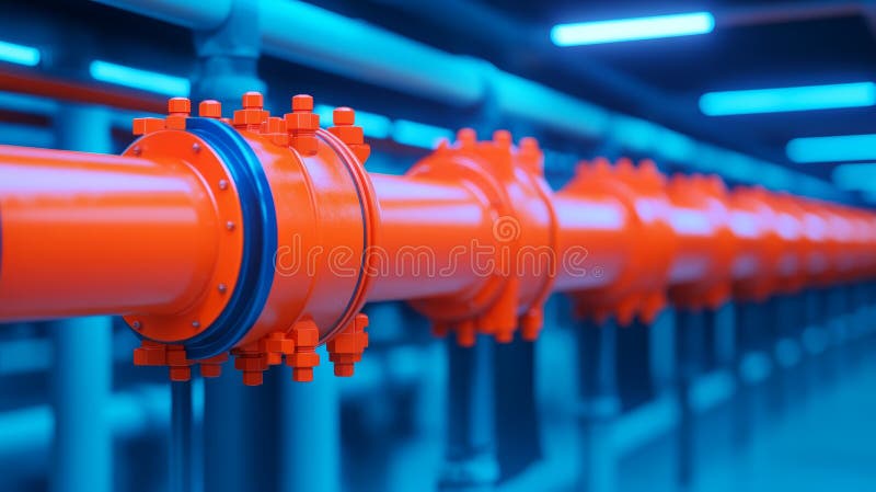 Vibrant Orange Pipes, an Industrial Interior Perspective on Engineering ...