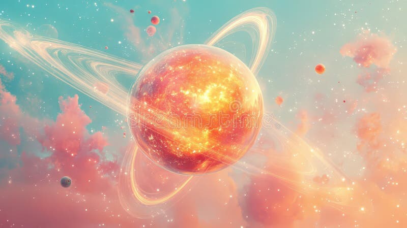 Orange Saturn Planet Glowing Rings Stock Photos - Free & Royalty-Free ...