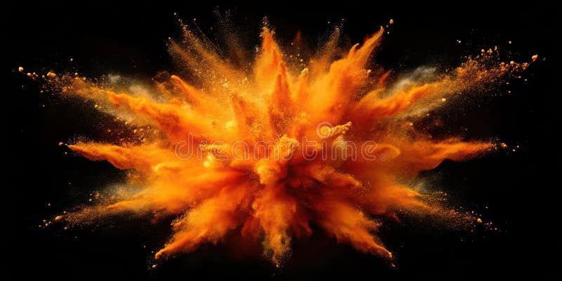 Vibrant Orange Powder Explosion Against Black Background a Dynamic ...