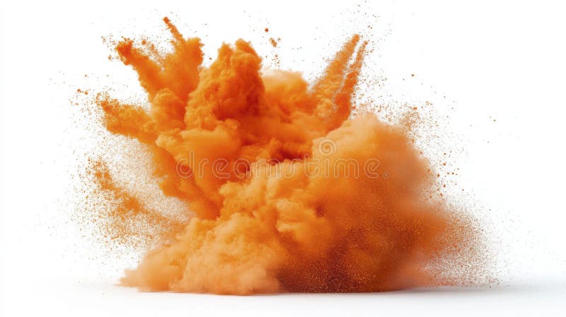 Vibrant Orange Powder Explosion on White Background Stock Illustration ...