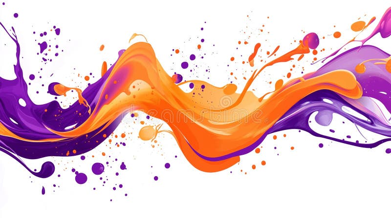 Vibrant Orange and Purple Paint Splash Abstract Art Stock Illustration ...