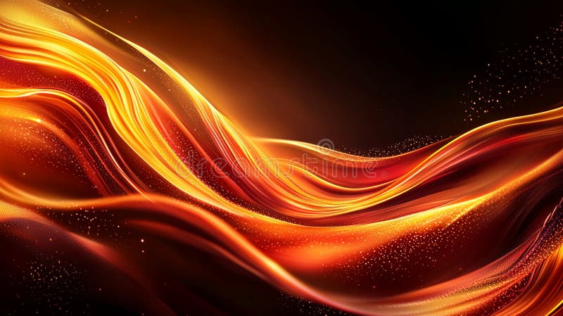 Vibrant Orange and Red Waves Flow Gracefully Against Black Background ...