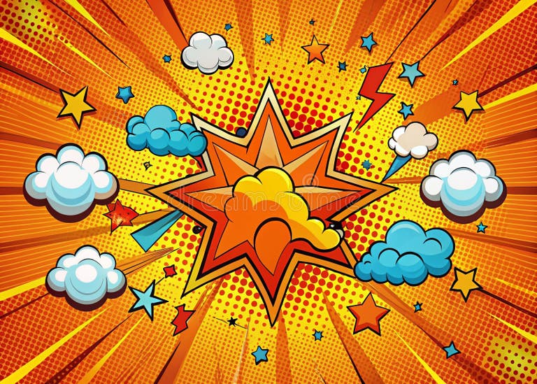 Vibrant Orange Retro Abstract Comic Animation Background a Panoramic Visual Feast for Design ...