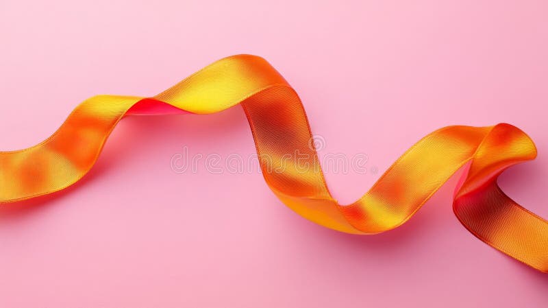 A Vibrant Orange Ribbon Flows Gracefully on Pink Stock Illustration ...