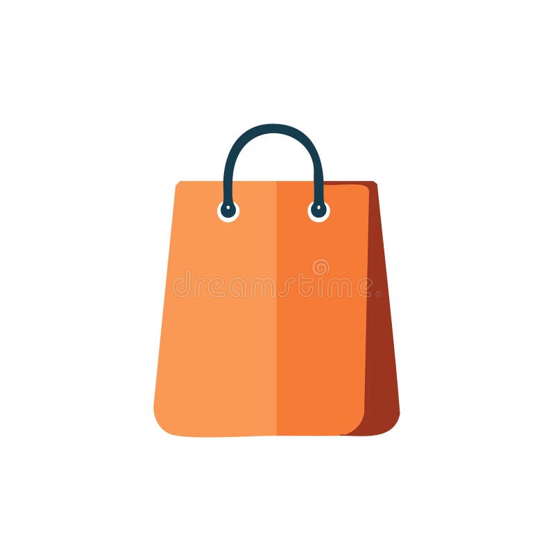 Vibrant Orange Shopping Bag with Blue Handles, Retail Container Vector ...