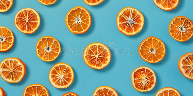 Vibrant Orange Slices Pattern on Blue Background Stock Illustration ...